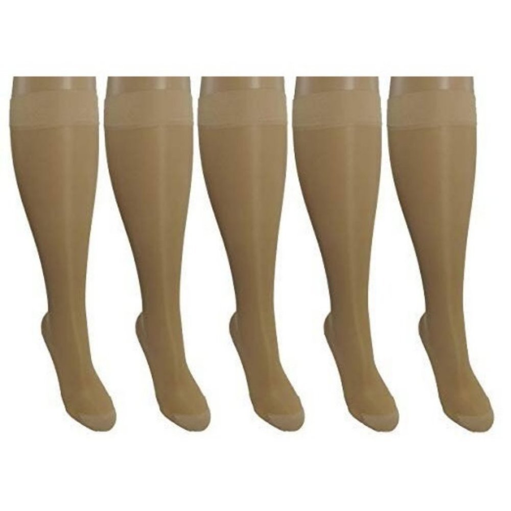 5 Pair Nude Sheer Small Medium Ladies Compression Gem